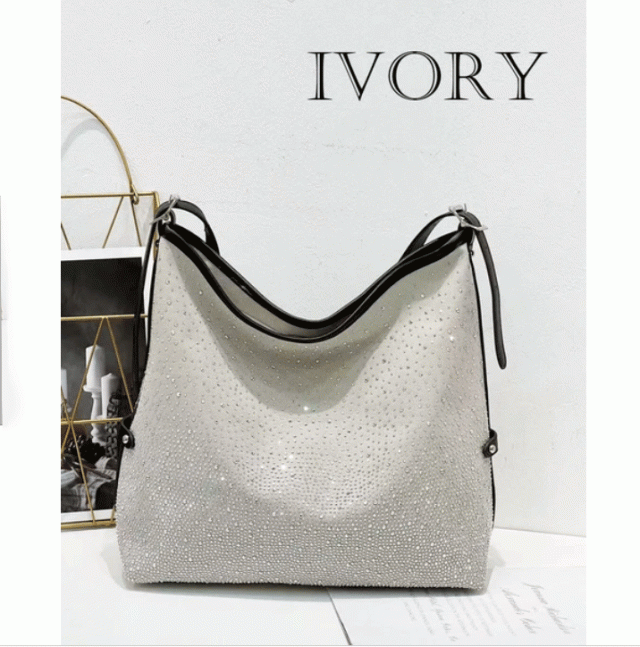 キャンバスラインストーントートバッグ トートバッグ ラインストーン