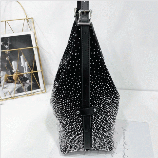 キャンバスラインストーントートバッグ トートバッグ ラインストーン