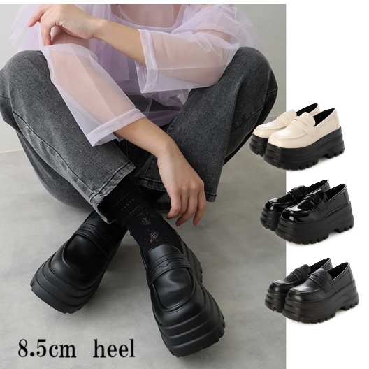 厚底 トリプルソール ボリューム ローファーシューズ ハンサムライク  美脚  脚長効果  ボリュームソール  履きやすい　脱ぎやすい　歩きやすい　疲れにくい　盛れる　映える　おしゃれ