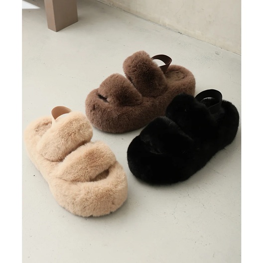 厚底 プラット フォーム バックバンド ファーサンダル サンダル