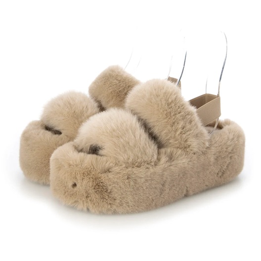 厚底  プラット フォーム  バックバンド  ファーサンダル   サンダル　もこもこ　ふわふわ　美脚　スタイルアップ　脚長効果　おしゃれ　カジュアル　歩きやすい　安定感　安心長時間歩行 厚底 プラット フォーム バックバンド ファーサンダル サンダル