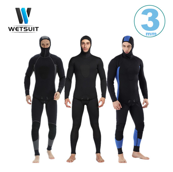 ウェットスーツ 3mm フード付き 2ピース ダイビング スピアフィッシング スキューバ フルスーツ マリンスポーツ シュノーケル 魚突き