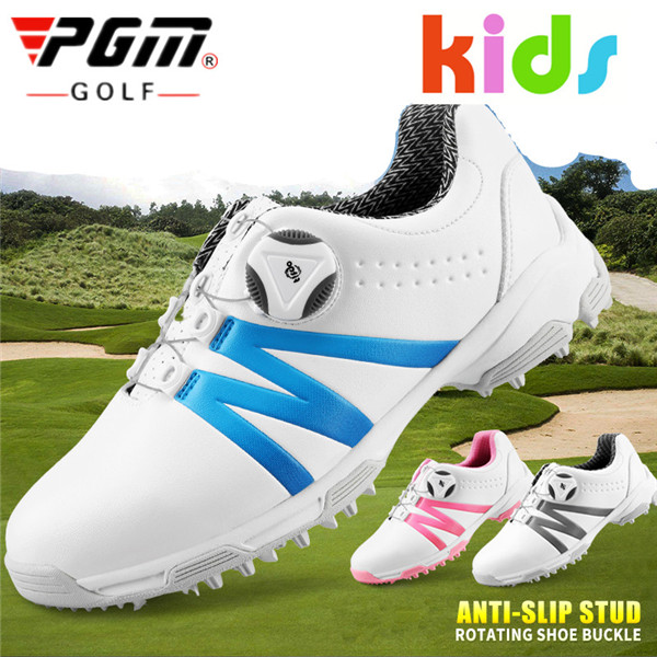 ゴルフ ゴルフシューズ ダイヤル式 ソフトスパイク キッズ スパイクシューズ 防水 人工皮革