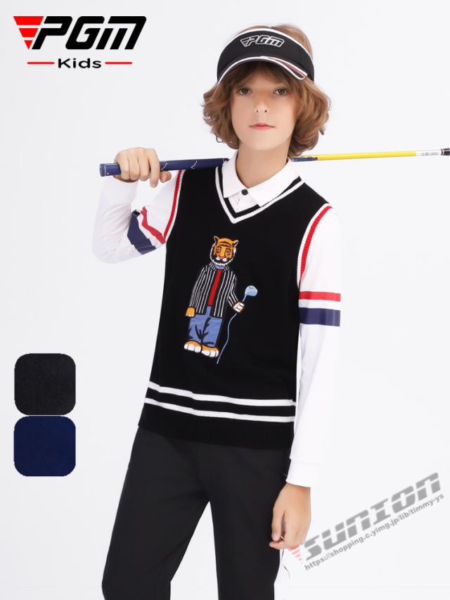 ゴルフベスト KIDS キッズ GOLF ウールセーター ゴルフウェア 防寒 保温 秋冬 ニットセーター スポーツウェア カジュアル 暖かい プレゼント ギフト