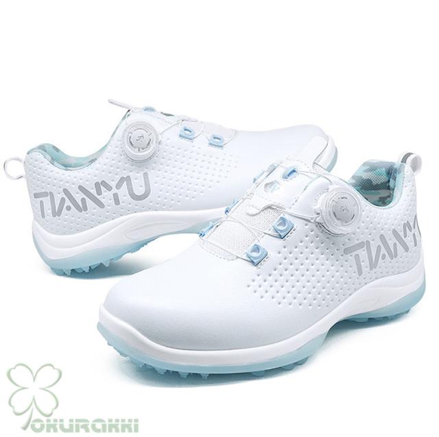 ゴルフ ゴルフシューズ ダイヤル式 ソフトスパイク レディース スパイクシューズ 防水 人工皮革