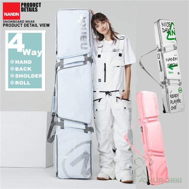 スノーボードケース キャスター 付き オールインワン 大容量収納 4WAY 前面3ポケット ボードケース スノーボード ウェア ボード ブーツ ゴーグル など収納可