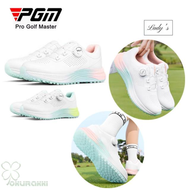 ゴルフ ゴルフシューズ 夏用 快適 通気 ダイヤル式 ソフトスパイク レディース スパイクシューズ スニーカー 靴 女子 防水 人工皮革