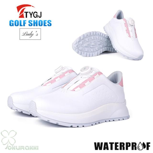 ゴルフ ゴルフシューズ 夏用 快適 通気 ダイヤル式 ソフトスパイク レディース スパイクシューズ スニーカー 靴 女子 防水 人工皮革