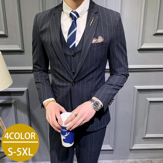 メンズ セットアップ スーツ ストライブ スリム ビジネススーツ カジュアル フォーマル イベント おしゃれ 人気