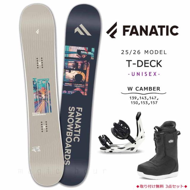 スノーボード 板 メンズ レディース 3点 セット ダブキャン FANATIC ファナティック T-DECK 2026モデル スノボー ビンディング ブーツ 初心者 ダブル キャンバー