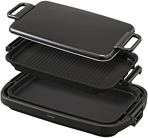 アイリスオーヤマ ホットプレート 大型 ワイド プレート 2枚 大きいサイズ 焼き肉 平面 蓋付き SWHP-012-B ブラック