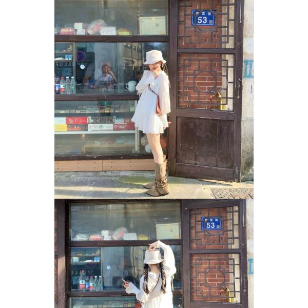 ショート丈 ホワイトワンピース フリルチュニック ワンピース ゆったり 大人可愛い カジュアル 爽やか ボリューム袖 人気商品 送料無料