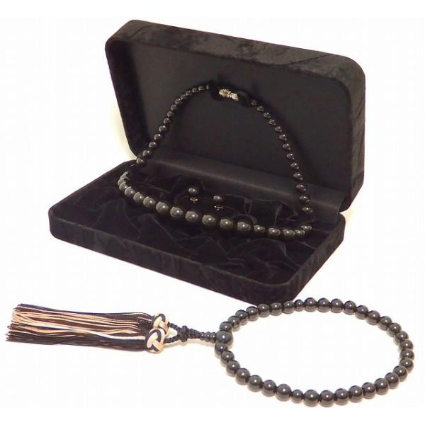 日本製　岩佐(イワサ） ジェットマグネット留め仕様　 ネックレス・ピアス・念珠　３点セット　（グラデーション仕様）　(収納ケース付き）