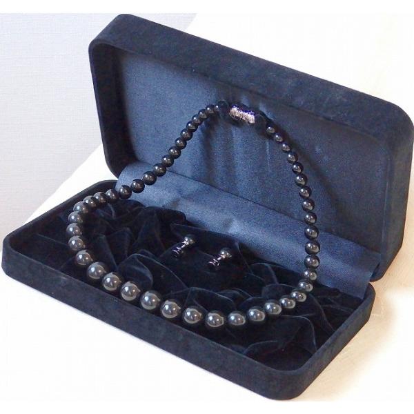 岩佐 (イワサ） ジェット 日本製 グラデーションタイプ ネックレス イヤリング モーニングジュエリー 2点セット