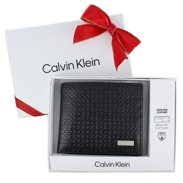 ラッピング済 ギフトセット メンズ 財布 おしゃれ 二つ折り カルバンクライン 二つ折り財布 ブラック 小銭入れ付 革 手提げ袋 紙袋付き 男性ギフト 誕生日 記念日 実用的 プレゼント クリスマスプレゼント