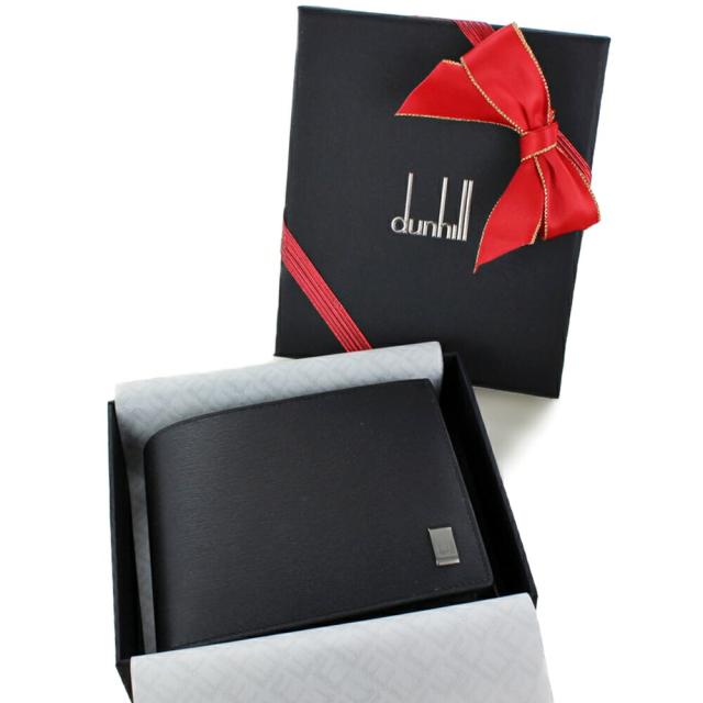 ラッピング済 ギフトセット ダンヒル メンズ 二つ折り財布 革 財布 ブラック シンプル スリム 小銭入れ ブランド おしゃれ 男性 父 夫 誕生日 プレゼント 贈り物 実用的 プレゼント 手提げ紙袋付き クリスマスプレゼント