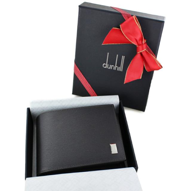 ラッピング済 ギフトセット ダンヒル メンズ 二つ折り財布 革 財布 ダークブラウン シンプル スリム 小銭入れ ブランド おしゃれ 男性 父 夫 誕生日 プレゼント 贈り物 実用的 プレゼント 手提げ紙袋付き クリスマスプレゼント