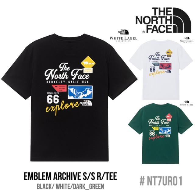 ノースフェイス シャツ THE NORTH FACE EMBLEM ARCHIVE S/S R/TEE エンブレム アーカイブ ショートスリーブ ラウンドTEE BLACK ブラック WHITE ホワイト DARK_GREEN ダークグリーン NT7UR01J/K/L ウェア