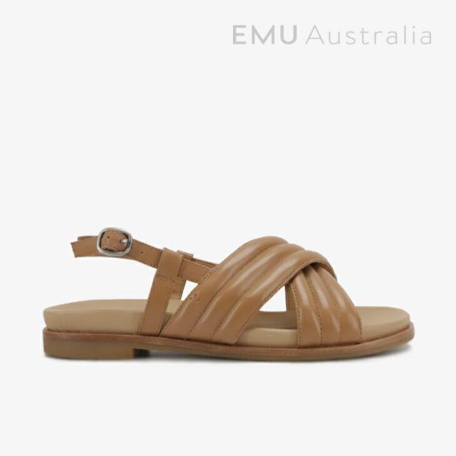 ・EMU｜W Borradaile/ エミュー/ボラダイル レザー フラット サンダル/タン #