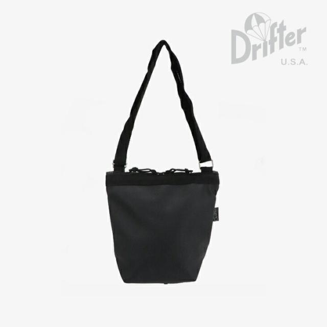 ・DRIFTER USA｜Zip Top Shoulder Eco Leather/ ドリフター/ジップ トップ ショルダー ポーチ エコ レザー/ブラック #