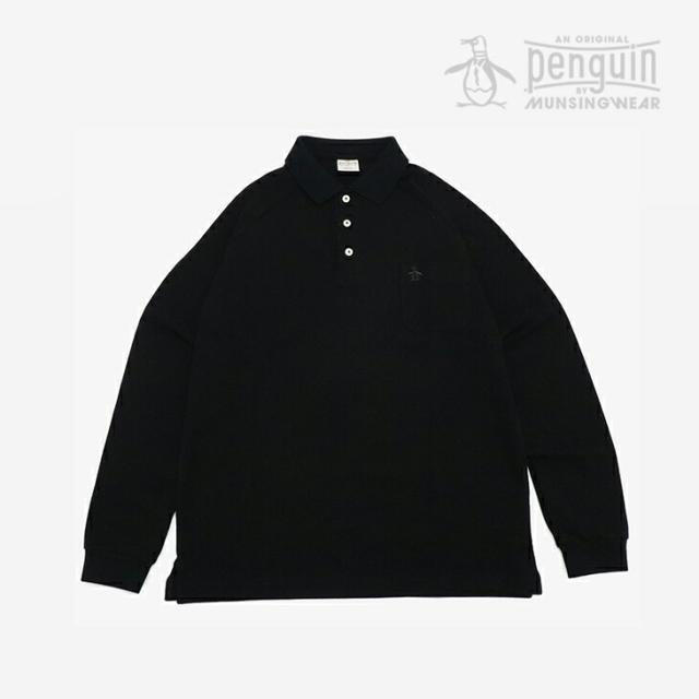 ・ORIGINAL PENGUIN By Munsingwear｜Style2863 60s Raglan Sleeve Polo Shirt/ ペンギン バイ マンシングウェア/クラシック ラグラン ロングスリーブ ポロ シャツ/ブラック #