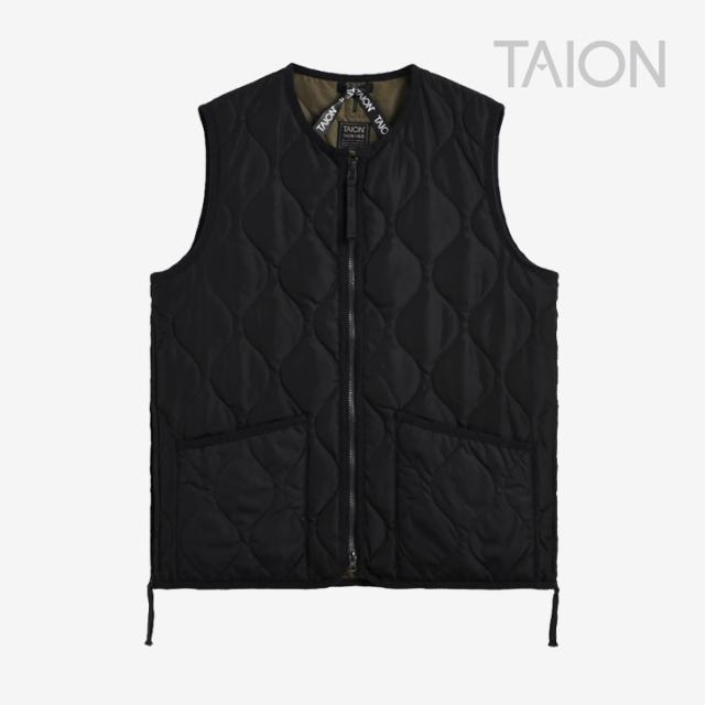 ・TAION｜Military Crew Neck W Zip Down Vest/ タイオン/ミリタリー クルー ネック ダブル ジップ ダウン ベスト/ブラック #