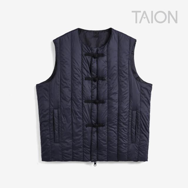 ・TAION｜Japan Special China Button Down Vest Reversible/ タイオン/ジャパン スペシャル チャイナ ボタン ダウン ベスト リバーシブル/ダークネイビーｘブラック #