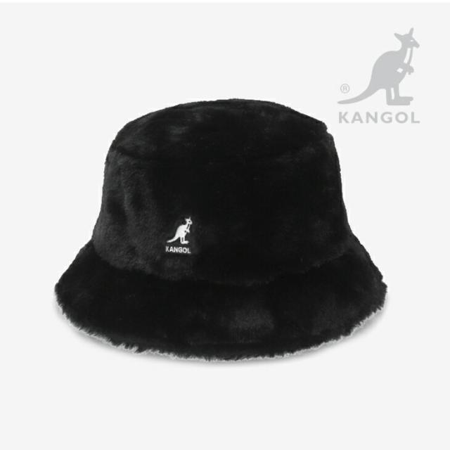 ・KANGOL｜Faux Fur Bucket Hat/ カンゴール/フェイク ファー バケット ハット/ソリッド ブラック #