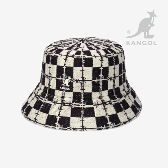 ・KANGOL｜Barbed Check Bucket Hat/ カンゴール/バーブド チェック バケット ハット/ブラックｘクリーム #