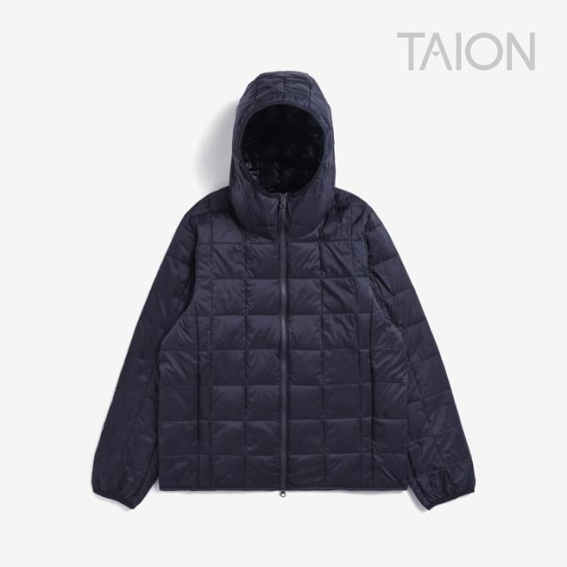 ・TAION｜Basic Hooded W Zip Down Jacket/ タイオン/ベーシック フード ダブルジップ ダウン ジャケット/ダーク ネイビー #