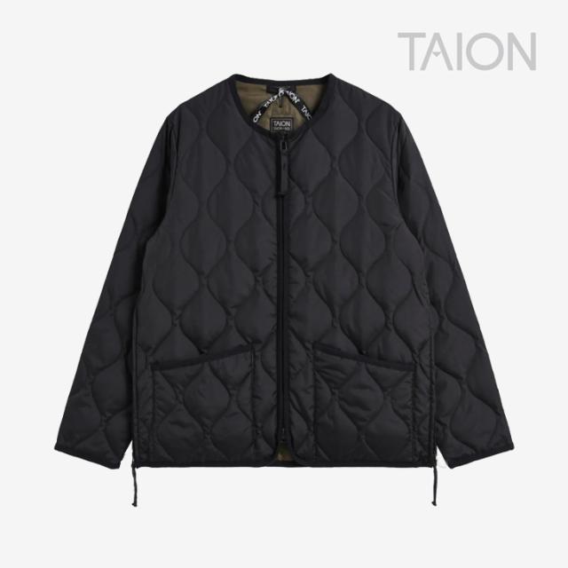 ・TAION｜Military W Zip Crew Neck Down Jacket/ タイオン/ミリタリー ダブル ジップ クルー ネック ダウン ジャケット/ブラック #