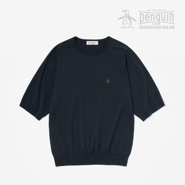 ・ORIGINAL PENGUIN By Munsingwear｜Saddle Shoulder Crew Sweater/ ペンギン バイ マンシングウェア/サドル ショルダー ショートスリーブ ポロ セーター/ネイビー #