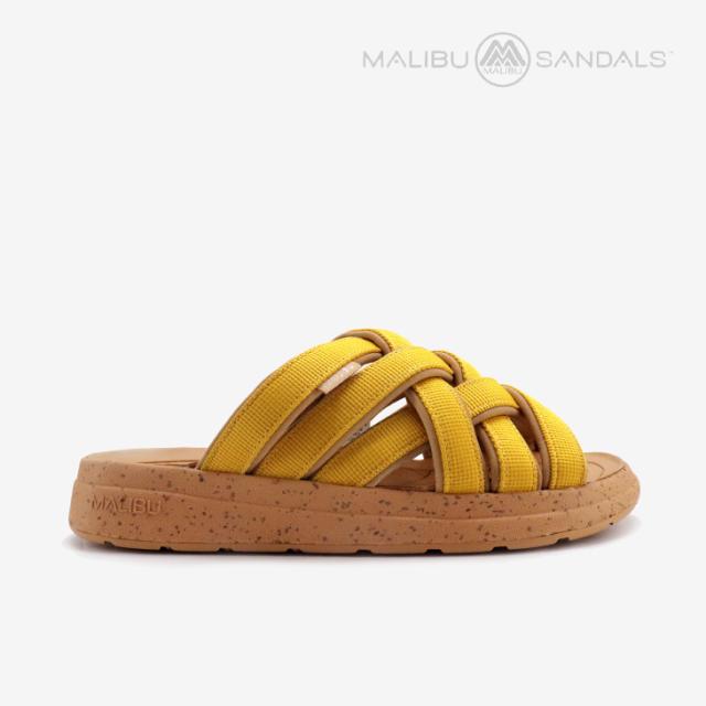 ・MALIBU SANDALS｜W Zuma Lx Recycled Canvas Slide/ マリブ サンダルズ/ズマ ラックス リサイクルド キャンバス スライド/イエローｘタン #