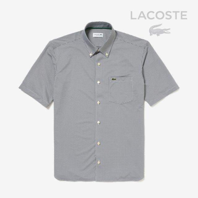 ・LACOSTE｜Micro Check Jersey Button Down Shirt/ ラコステ/マイクロ チェック ジャージ ボタンダウン シャツ/ブラック #
