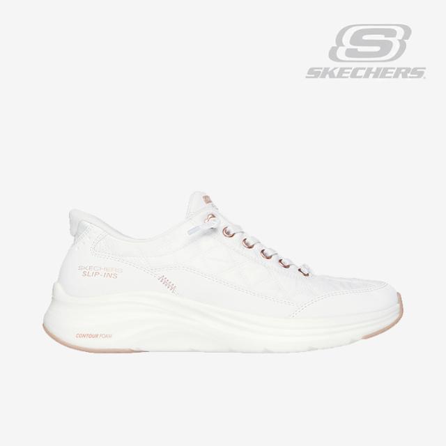 ・SKECHERS｜W Slip-Ins Contour Foam Golden Hour Wide Fit/ スケッチャーズ/スリップイン コンターフォーム ゴールデンアワー ワイド フィット/ホワイトｘローズゴールド #