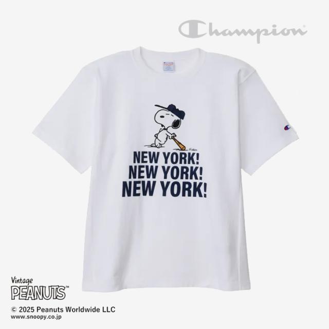 ・CHAMPION｜ｘPeanuts Reverse Weave SS T-Shirt Snoopy New York/ チャンピオン/ピーナッツ リバースウィーブ ショートスリーブ Tシャツ スヌーピー ニューヨーク/ホワイト #