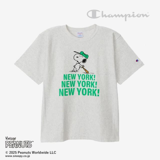 ・CHAMPION｜ｘPeanuts Reverse Weave SS T-Shirt Snoopy New York/ チャンピオン/ピーナッツ リバースウィーブ ショートスリーブ Tシャツ スヌーピー ニューヨーク/オートミール #