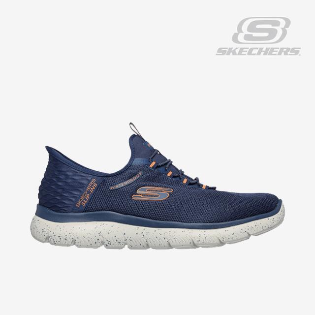 ・SKECHERS｜Slip-Ins Waterproof Summits Corbos/ スケッチャーズ/スリップインズ ウォータープルーフ サミッツ コルボス/ネイビーｘオレンジ #