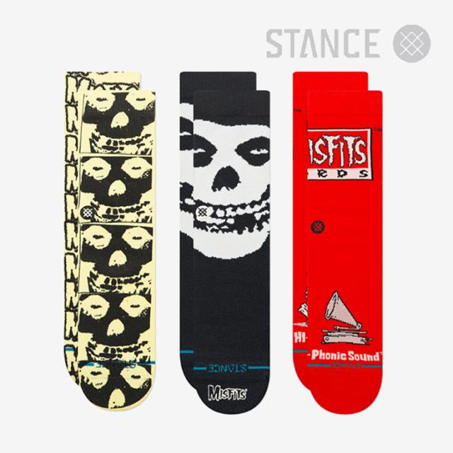 ・STANCE｜ｘMisfits Coffin Box Set 3-Pack Socks 2-Pins/ スタンス/ミスフィッツ コフィン ボックス セット 3パック ソックス 2ピンバッジ/ブラック #