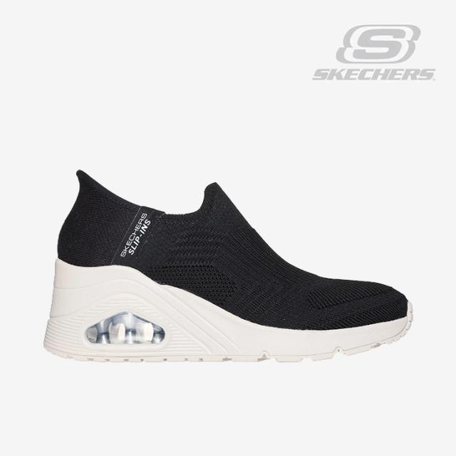 ・SKECHERS｜W Slip-Ins Uno Wedge Kickin Knit/ スケッチャーズ/スリップインズ ウノ ウェッジ キッキング ニット/ブラック #