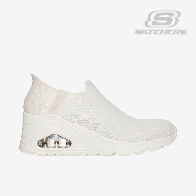 ・SKECHERS｜W Slip-Ins Uno Wedge Kickin Knit/ スケッチャーズ/スリップインズ ウノ ウェッジ キッキング ニット/オフホワイト #