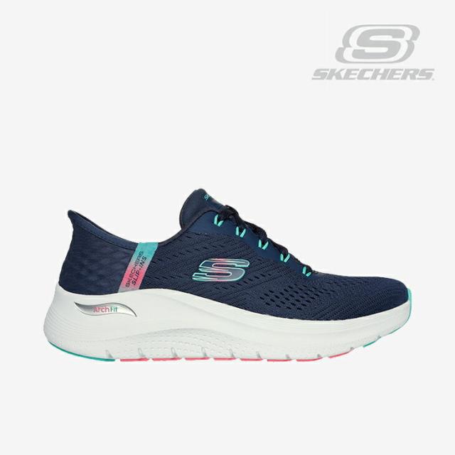 ・SKECHERS｜W Slip-Ins Arch Fit 2.0 Easy Chic/ スケッチャーズ/スリップインズ アーチ フィット イージー シック/ネイビーｘターコイズ #
