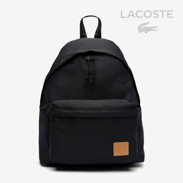 ・LACOSTE｜Casual Clock Daypack Leather Patch Laptop 15/ ラコステ/カジュアル クロック デイパック レザー パッチ ラップトップ 15インチ/ブラック #