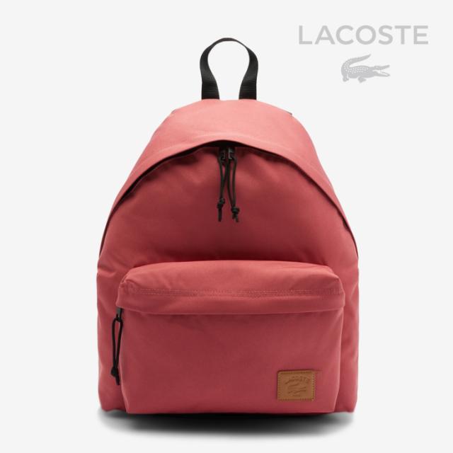 ・LACOSTE｜Casual Clock Daypack Leather Patch Laptop 15/ ラコステ/カジュアル クロック デイパック レザー パッチ ラップトップ 15インチ/ベージュ # LACOSTE｜Casual Clock Daypack Leather Patch Laptop 15/ ラコステ