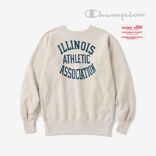 ｀CHAMPION｜True To Archives 2nd Patent Reverse Weave Crew Neck Sweat Illinois/ チャンピオン/セカンド リバース ウィーブ クルー ネック スウェット イリノイ/シルバーグレーｘネイビー #