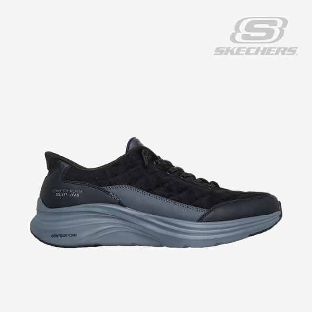 ・SKECHERS｜Slip-Ins Contour Foam Cozy Fit Cordelux/ スケッチャーズ/スリップインズ コンツアー フォーム コージー フィット コーデラックス/ブラックｘチャコール #