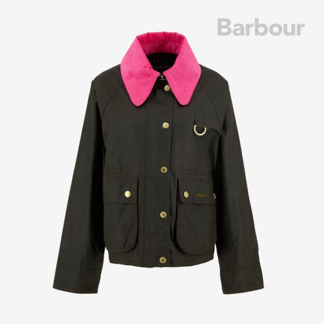 ・BARBOUR｜W Icons Spey Waxed Jacket / バブアー/アイコンズ スペイ ワックスド ジャケット/オリーブｘピンク #