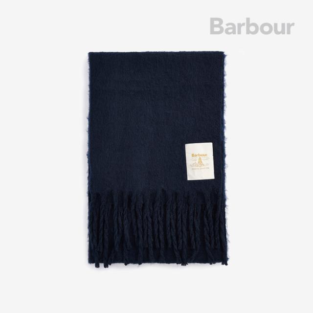 ・BARBOUR｜W Ellison Scarf Solid Color Twisted Tassell/ バブアー/エリソン スカーフ ソリッド カラー ツイスト タッセル/ネイビー #