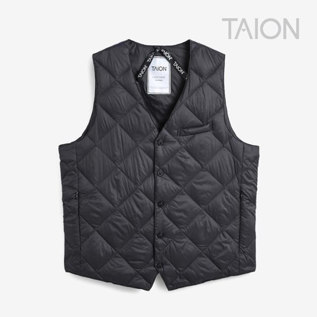 ・TAION｜City Single Down Gilet/ タイオン/シティ シングル ダウン ジレ/ダークチャコール #