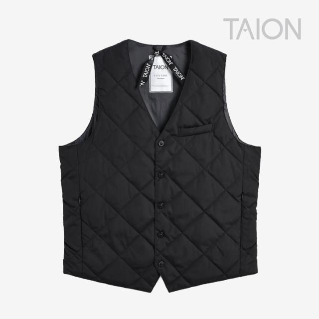 ・TAION｜City V-Neck Down Gilet/ タイオン/シティ Vネック ダウン ジレ/ブラック #